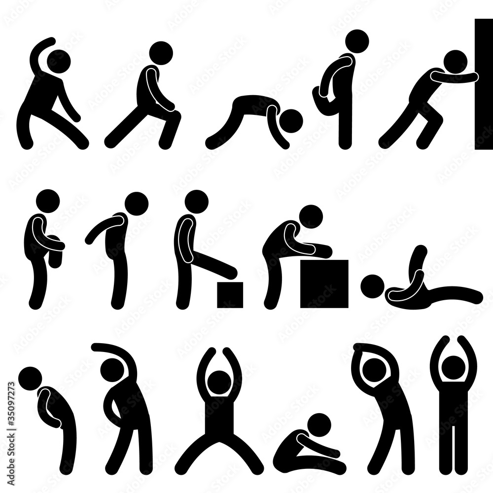 Vetor de Man People Athletic Exercise Stretching Symbol Pictogram Icon ...