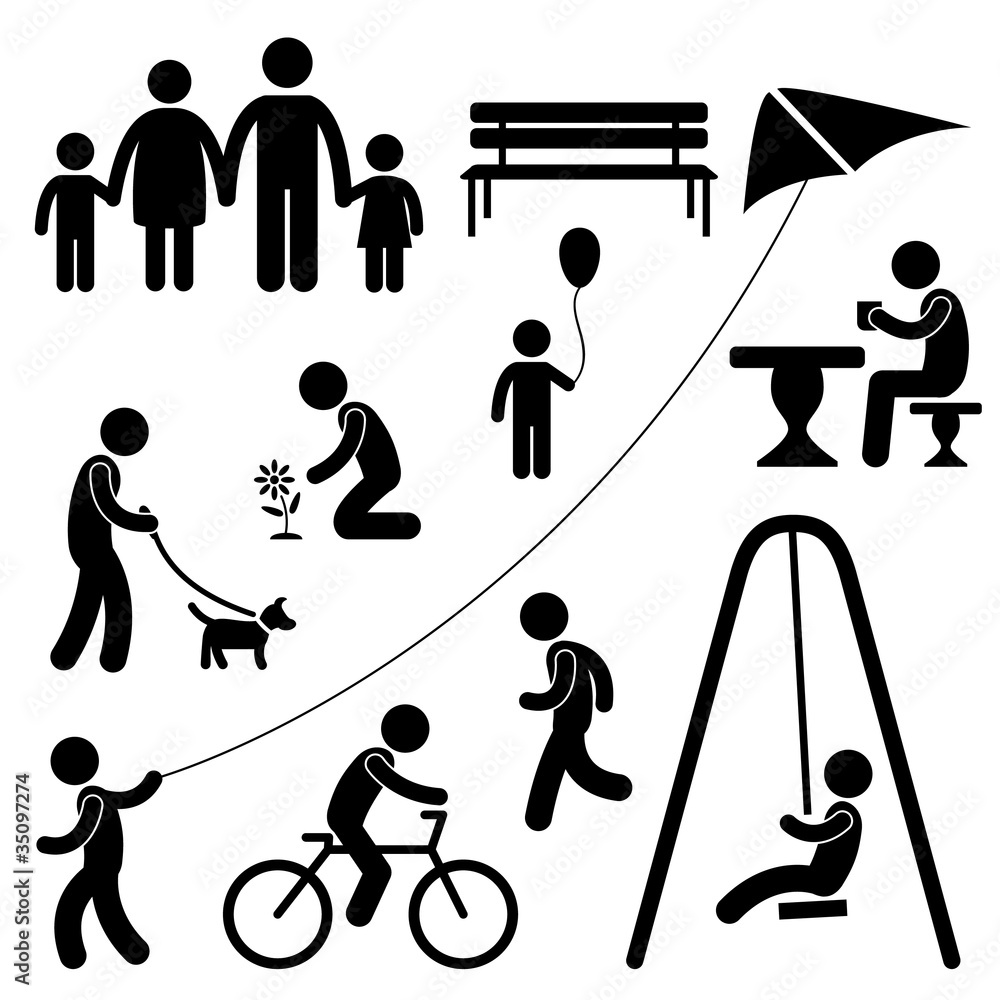 Man Family Children People Garden Park Activity Symbol Pictogram vector ...