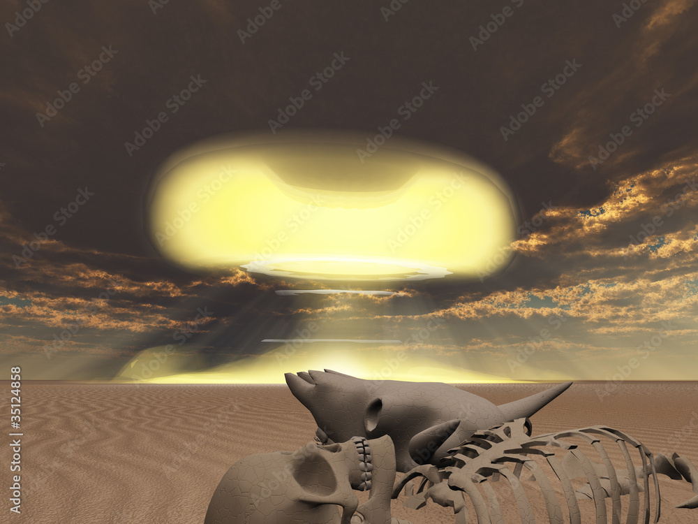 Skeletal remains and nuclear explosion Stock Illustration | Adobe Stock