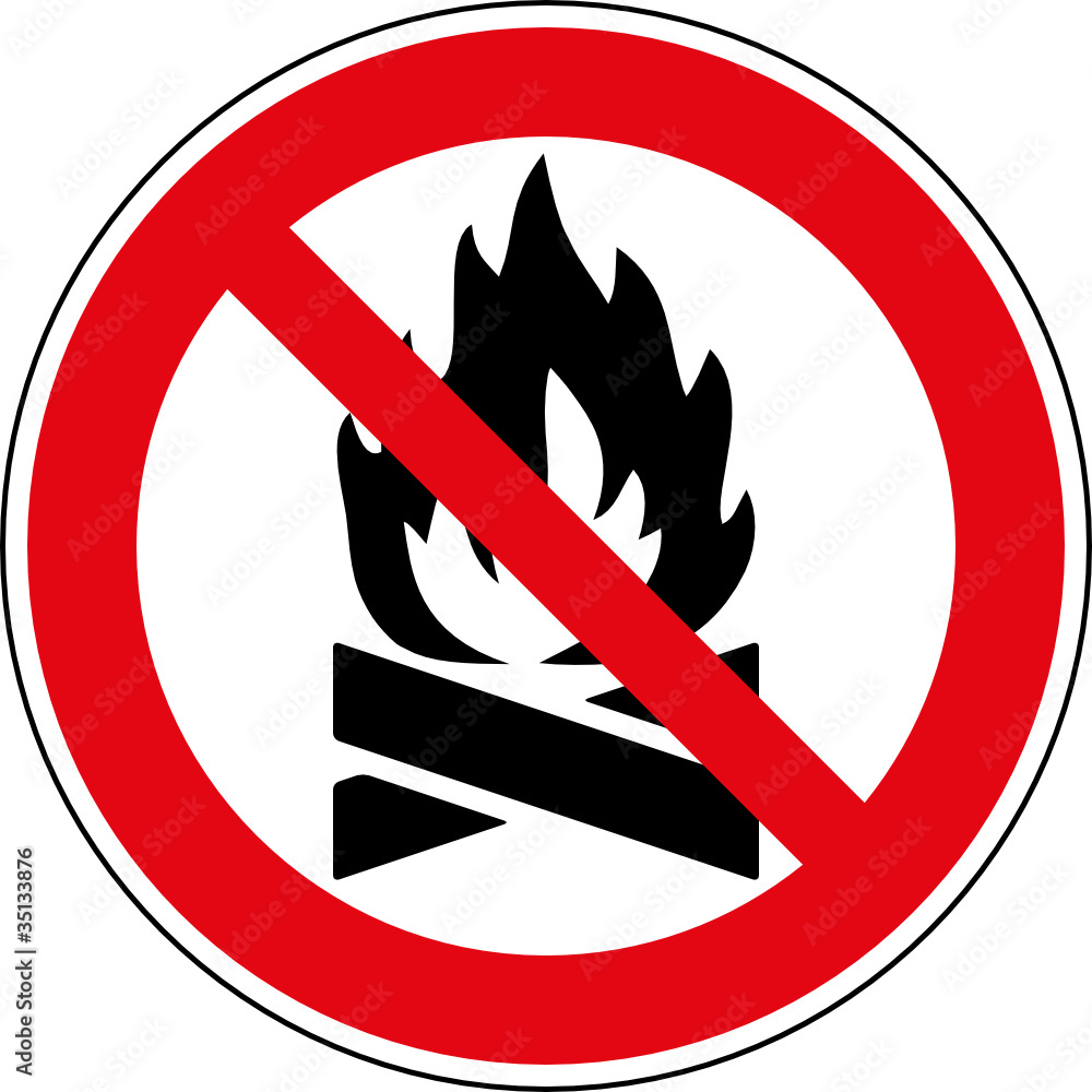 Verbotsschild Kein offenes Feuer - Keine Feuerstelle Stock Vector ...