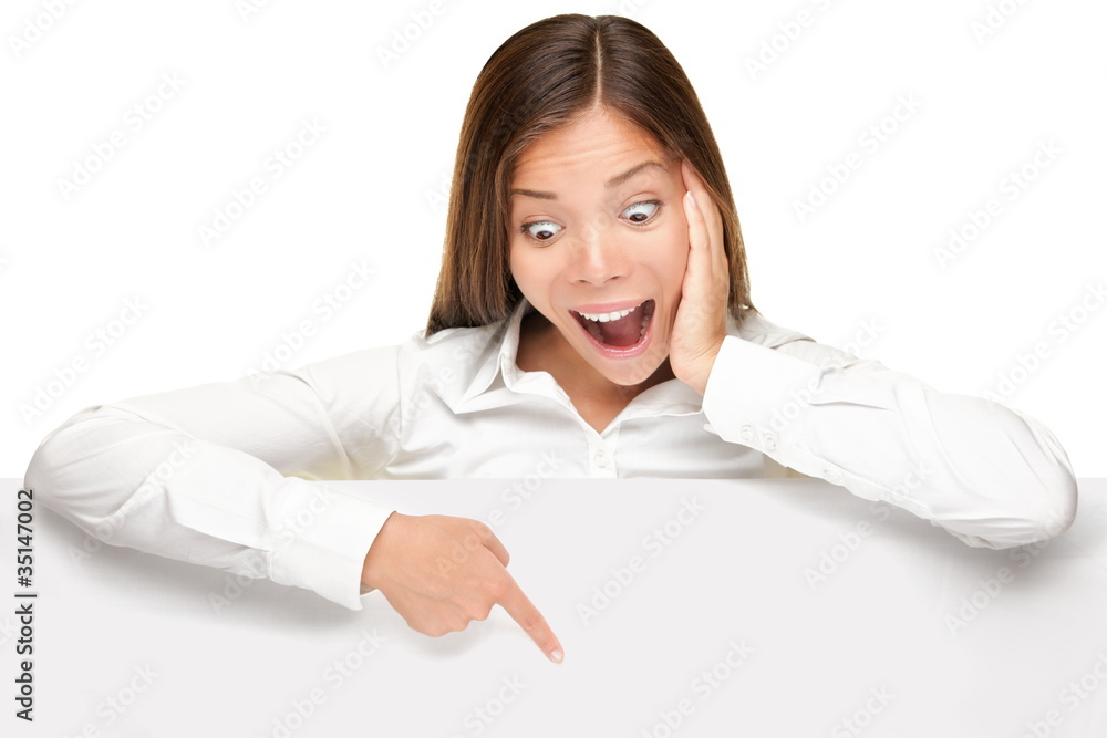 advertising banner sign - woman excited Stock Photo | Adobe Stock