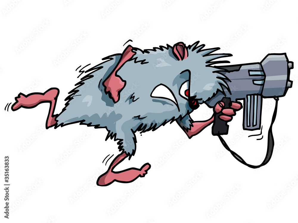 Cartoon rodent with a big gun Stock Vector | Adobe Stock