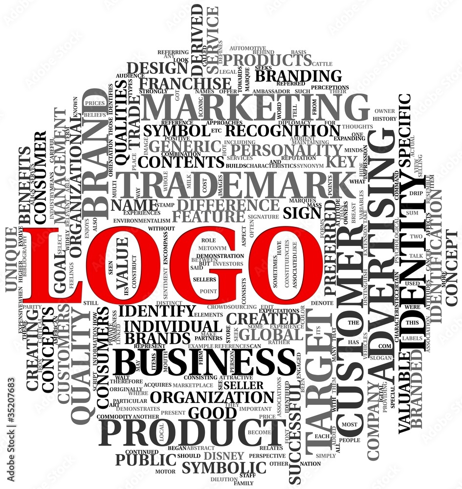 Logo related words in tag cloud Stock Illustration | Adobe Stock