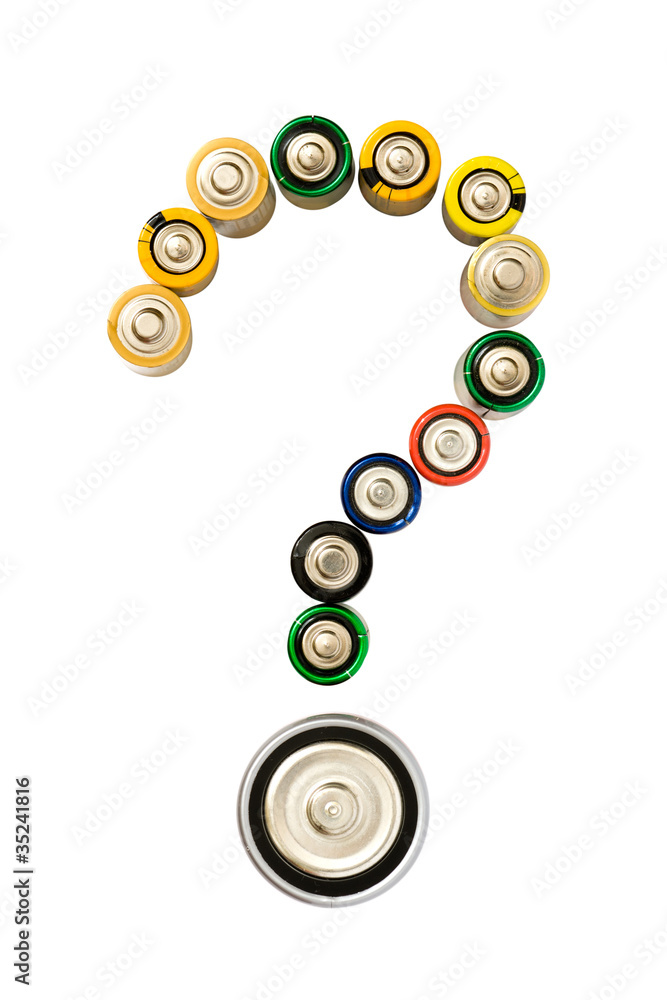 Question mark made from batteries Stock Photo | Adobe Stock
