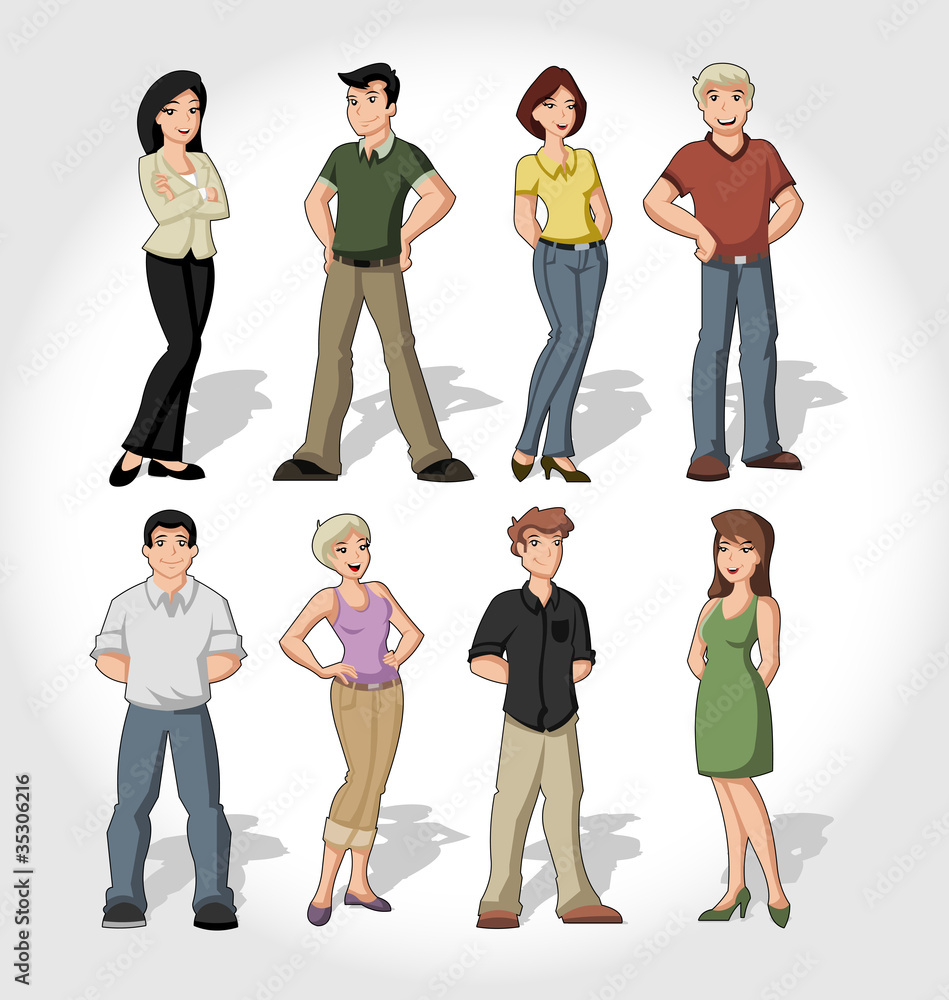 Group of cartoon people Stock Vector | Adobe Stock