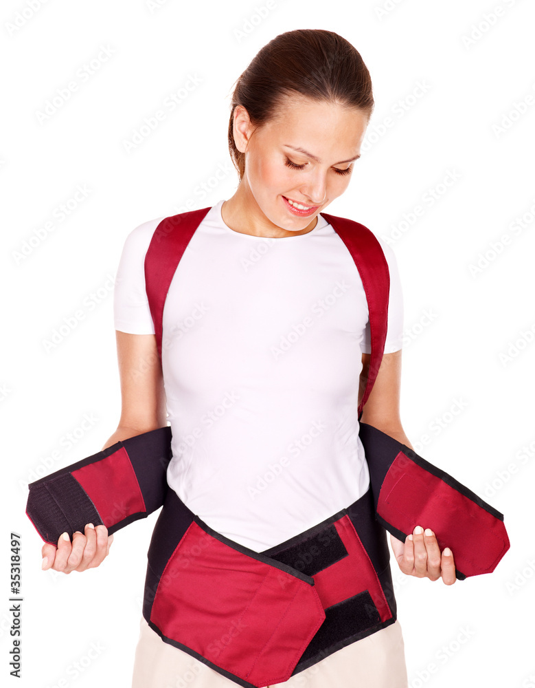Foto de Trauma of back. Corset for posture. do Stock | Adobe Stock