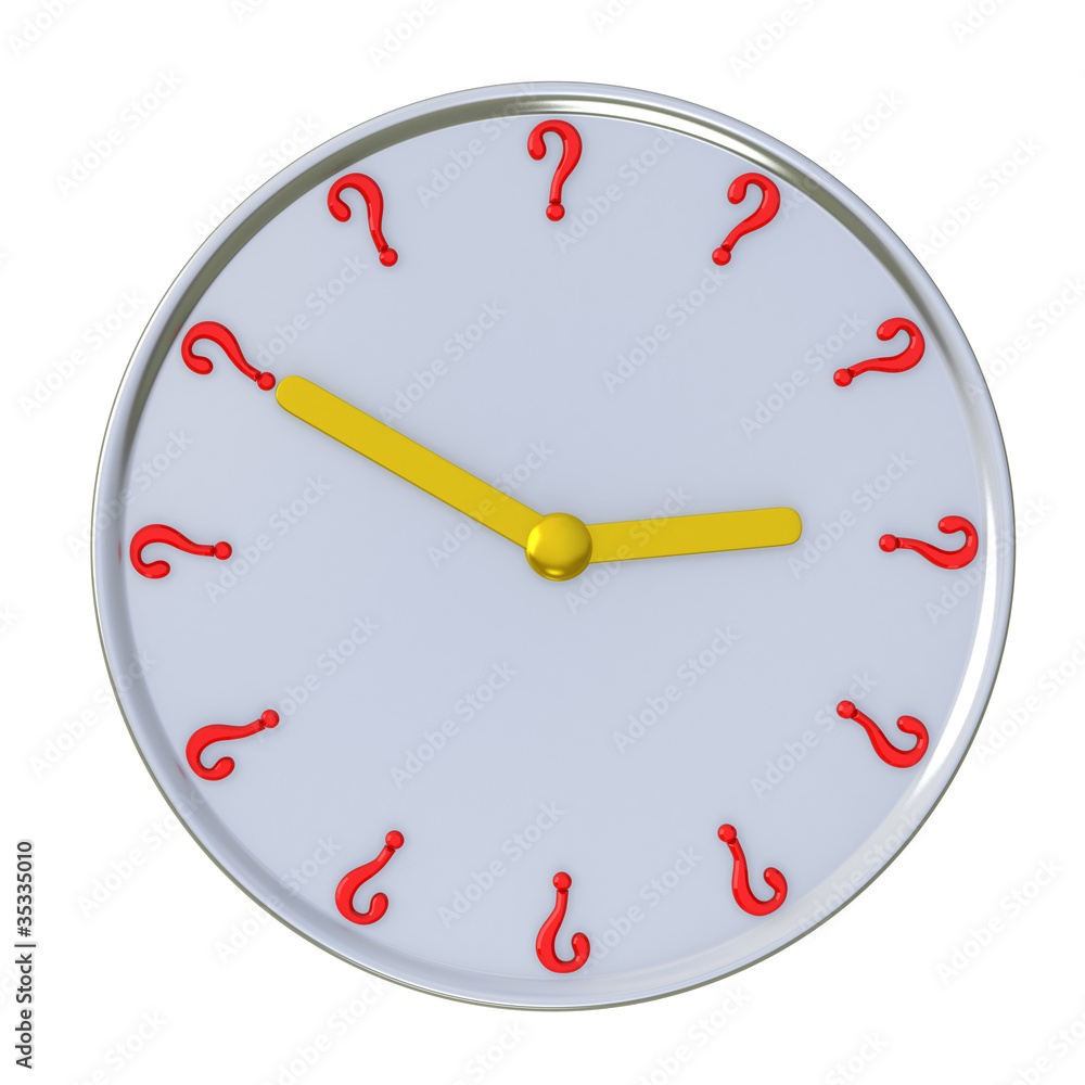 Time concept - wall clock with question marks 3d Stock Illustration ...