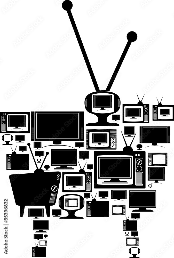 different types of television sets illustrated to form one giant Stock ...