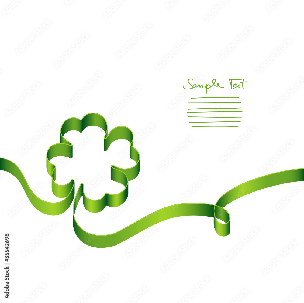 Green Ribbon Clover-Leaf & Swirl Stock Vector | Adobe Stock