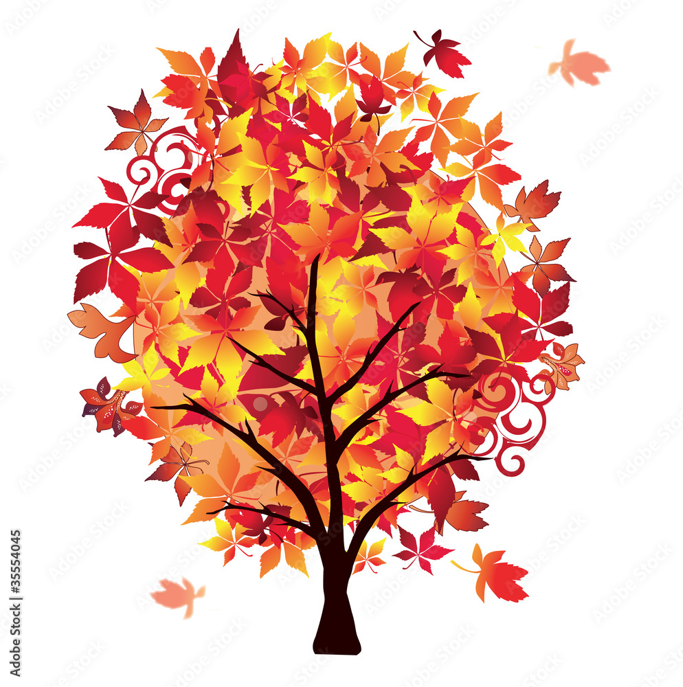 Tree With Leaves Falling Clipart