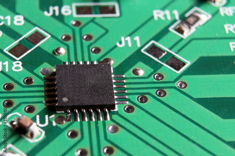 IC mounted on PCB board Stock Photo | Adobe Stock