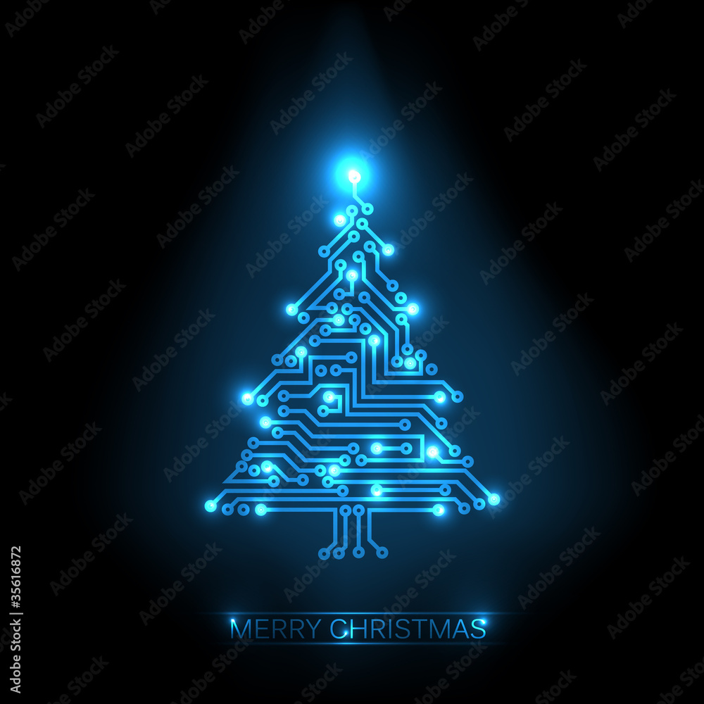 Vector christmas tree from digital circuit Stock Vector | Adobe Stock