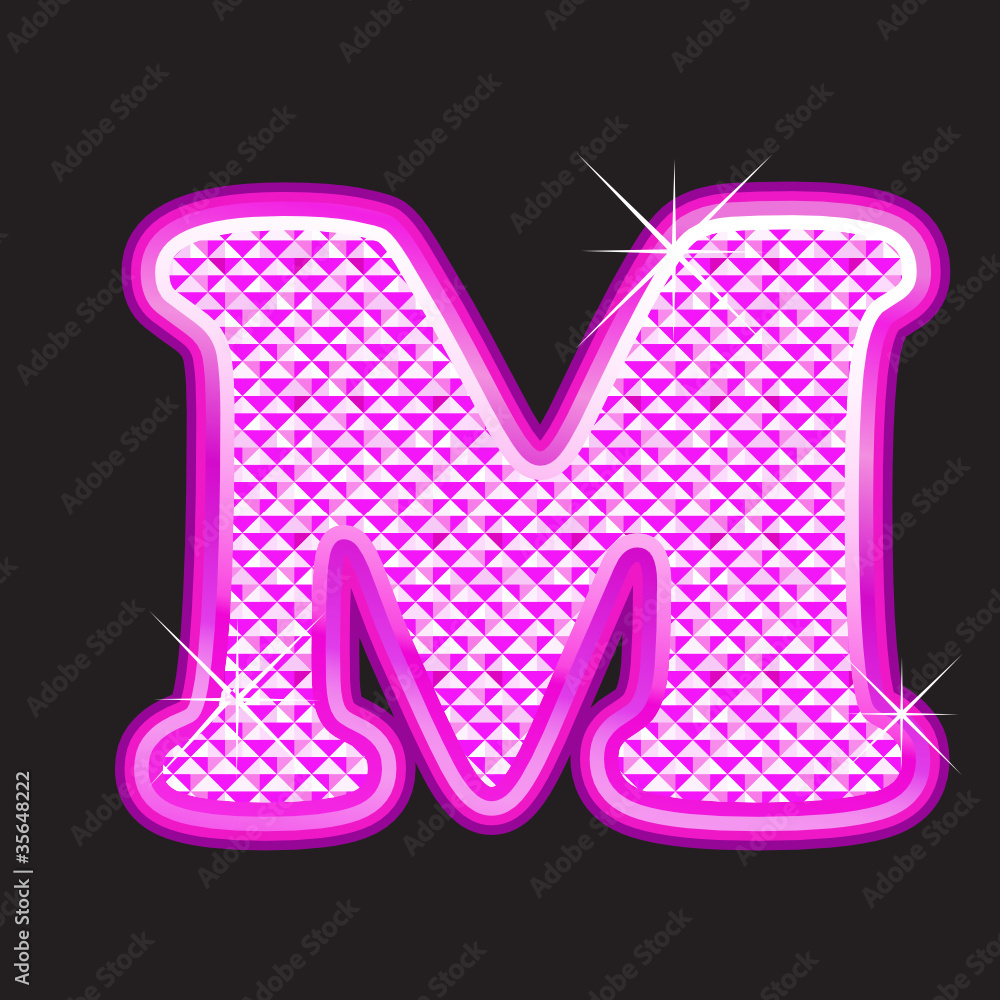 M letter pink bling girly Stock Vector | Adobe Stock
