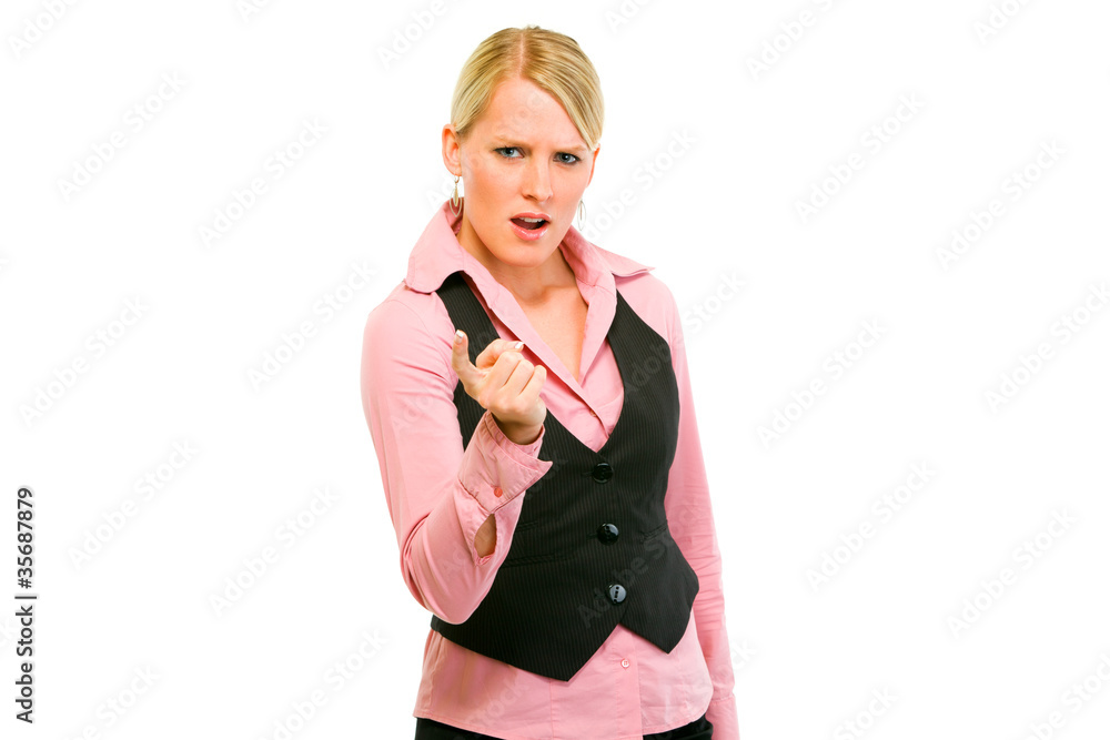 Angry business woman shaking finger Stock Photo | Adobe Stock