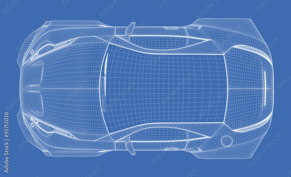 Sports car blueprint Stock Illustration | Adobe Stock