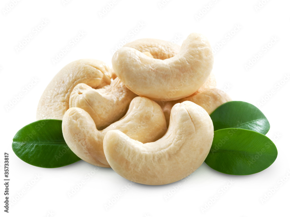 ‘ashew nuts isolated on white background. + Clipping Path Stock Photo ...