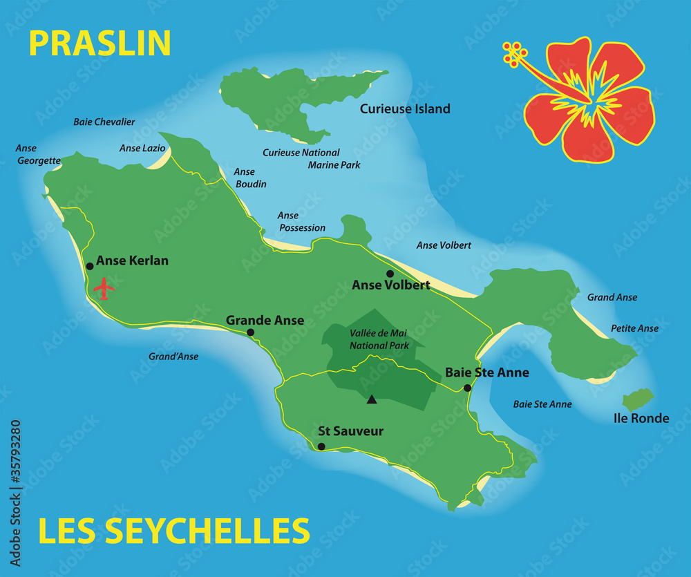Vecteur Stock Praslin-Les Seychelles | Adobe Stock