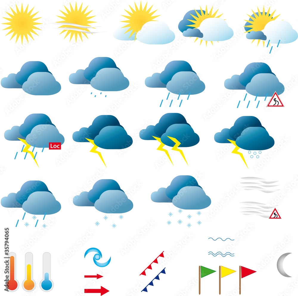 symboles météo avec dégradés Stock Vector | Adobe Stock