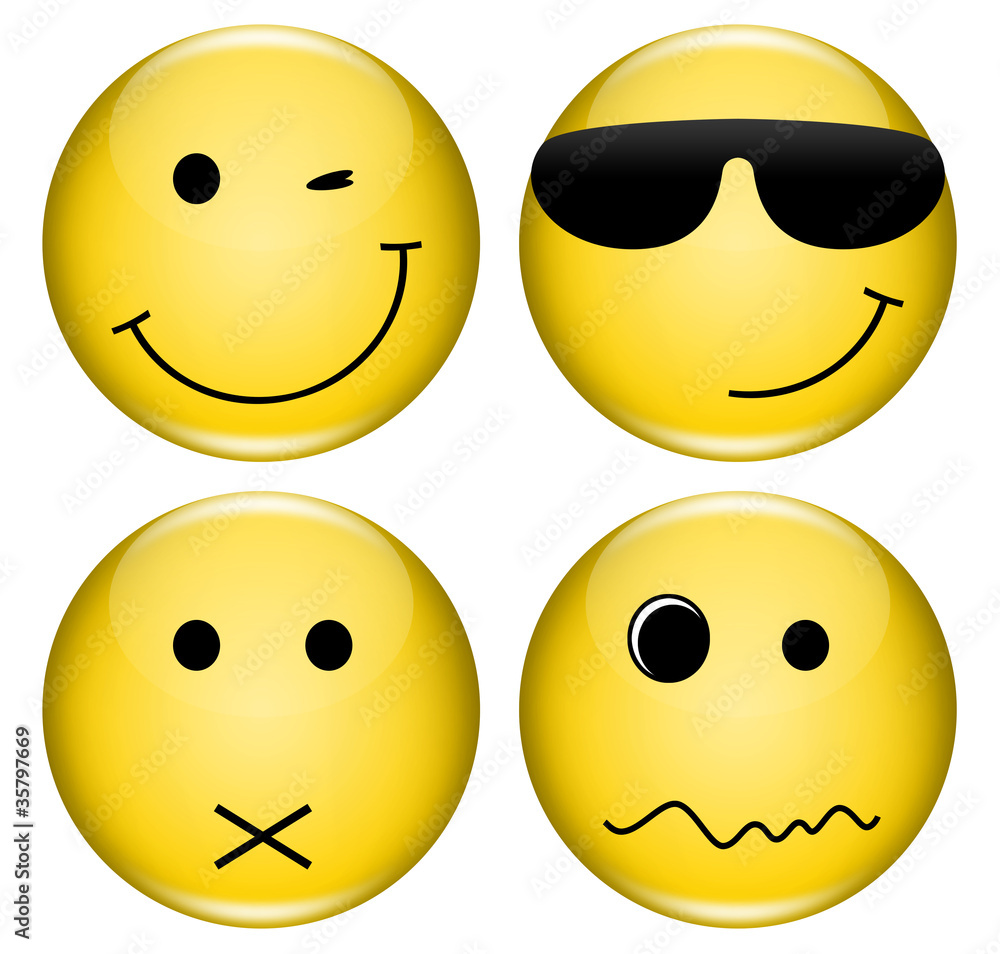 Smiley in different moods Stock-Illustration | Adobe Stock