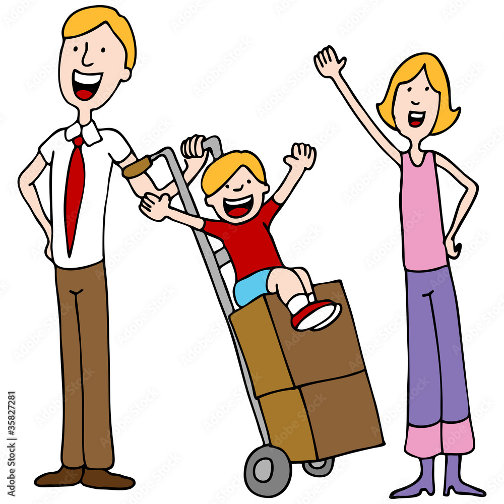 Family Moving Day Stock Vector | Adobe Stock