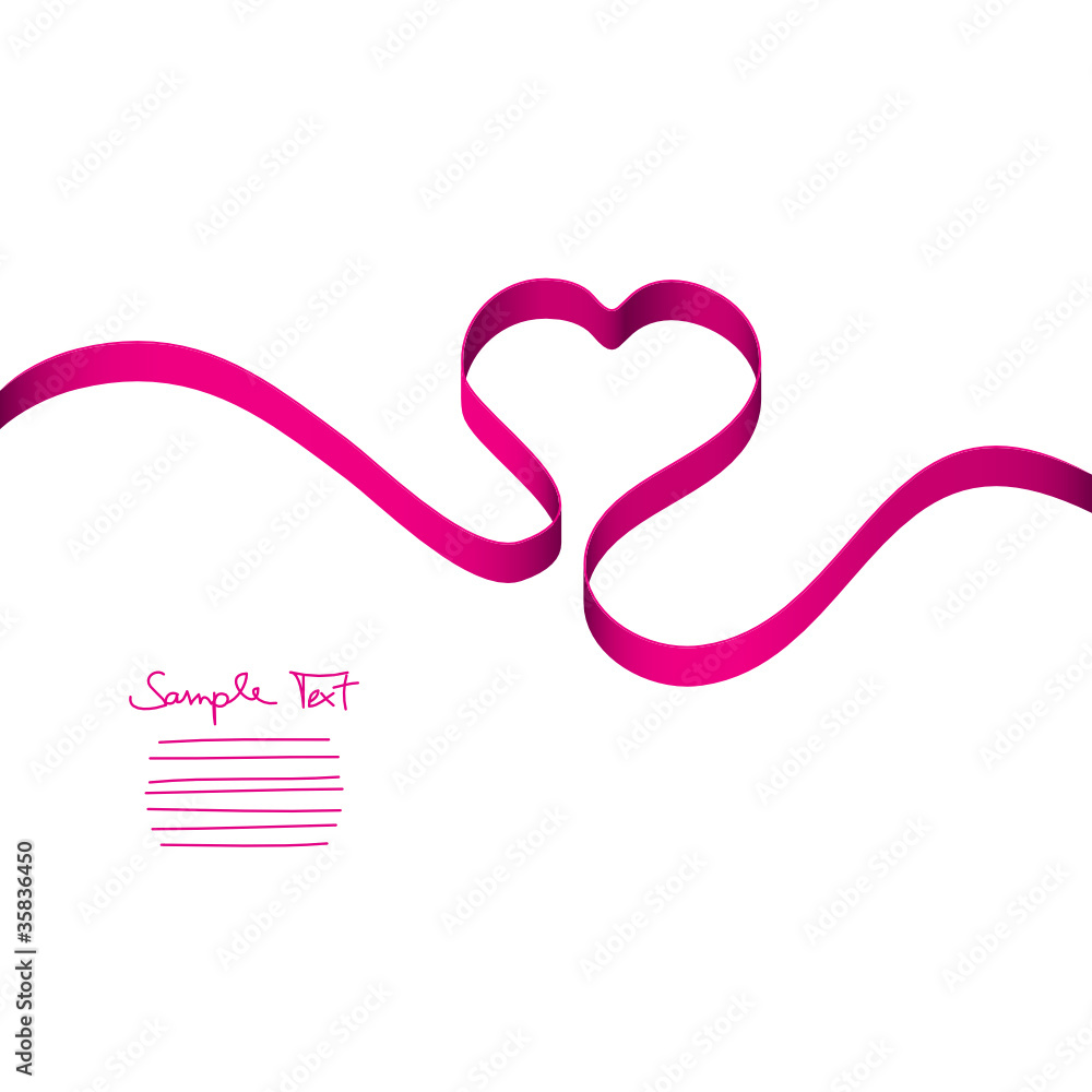 Pink Heart-Ribbon Vector Stock Vector | Adobe Stock