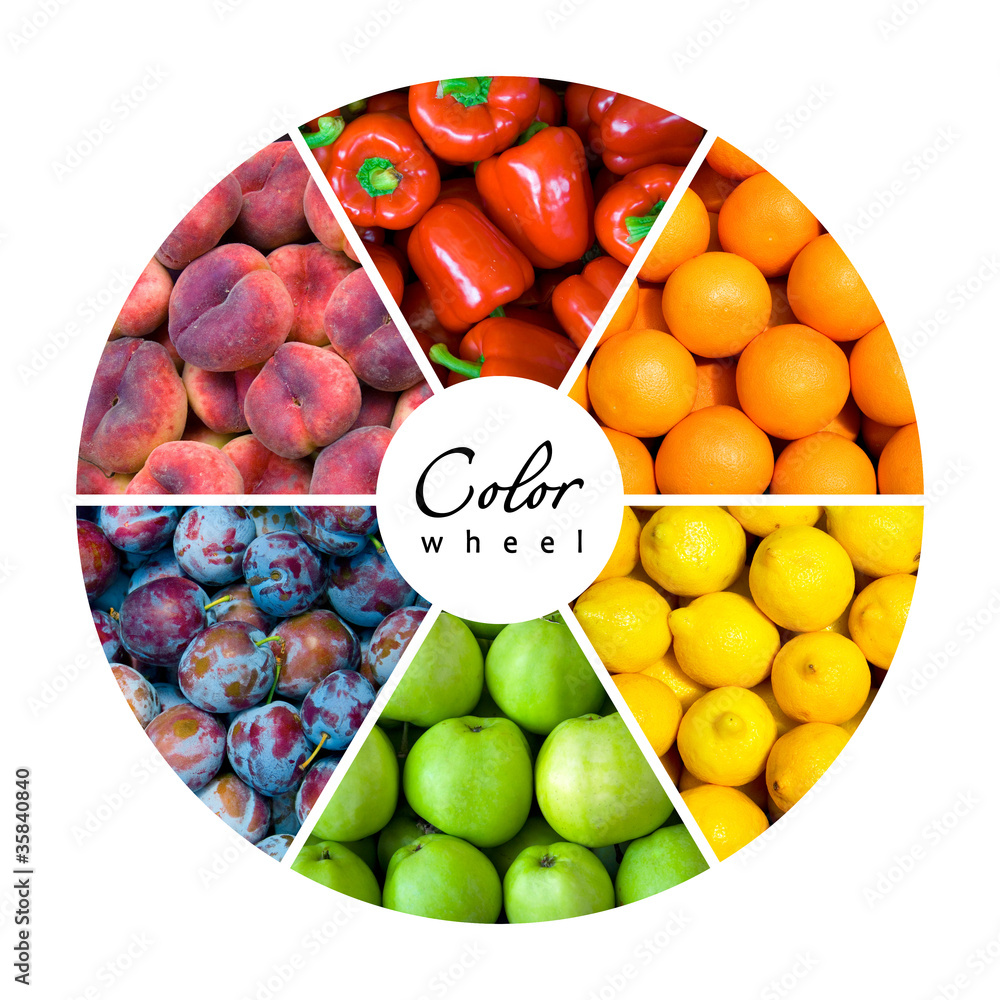 fruit and vegetable color wheel (6 colors) Stock Photo | Adobe Stock