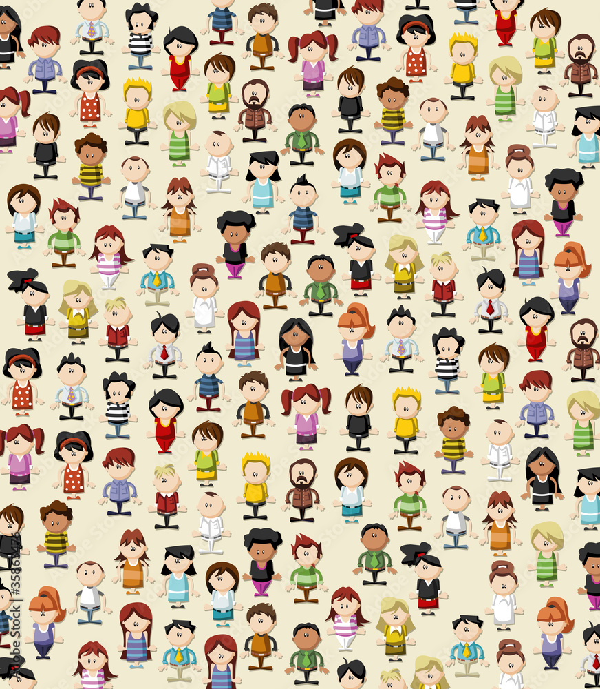 Background / wallpaper / texture of funny cartoon people Stock Vector ...