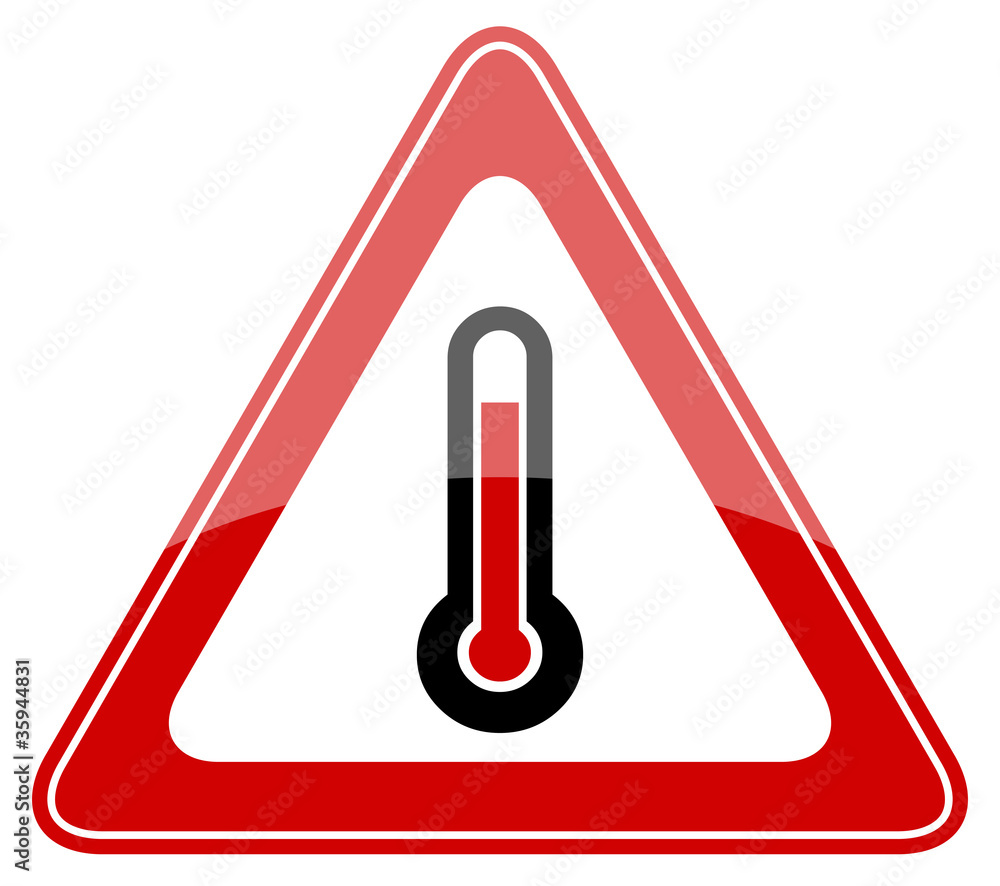 High temperature warning sign Stock Vector | Adobe Stock