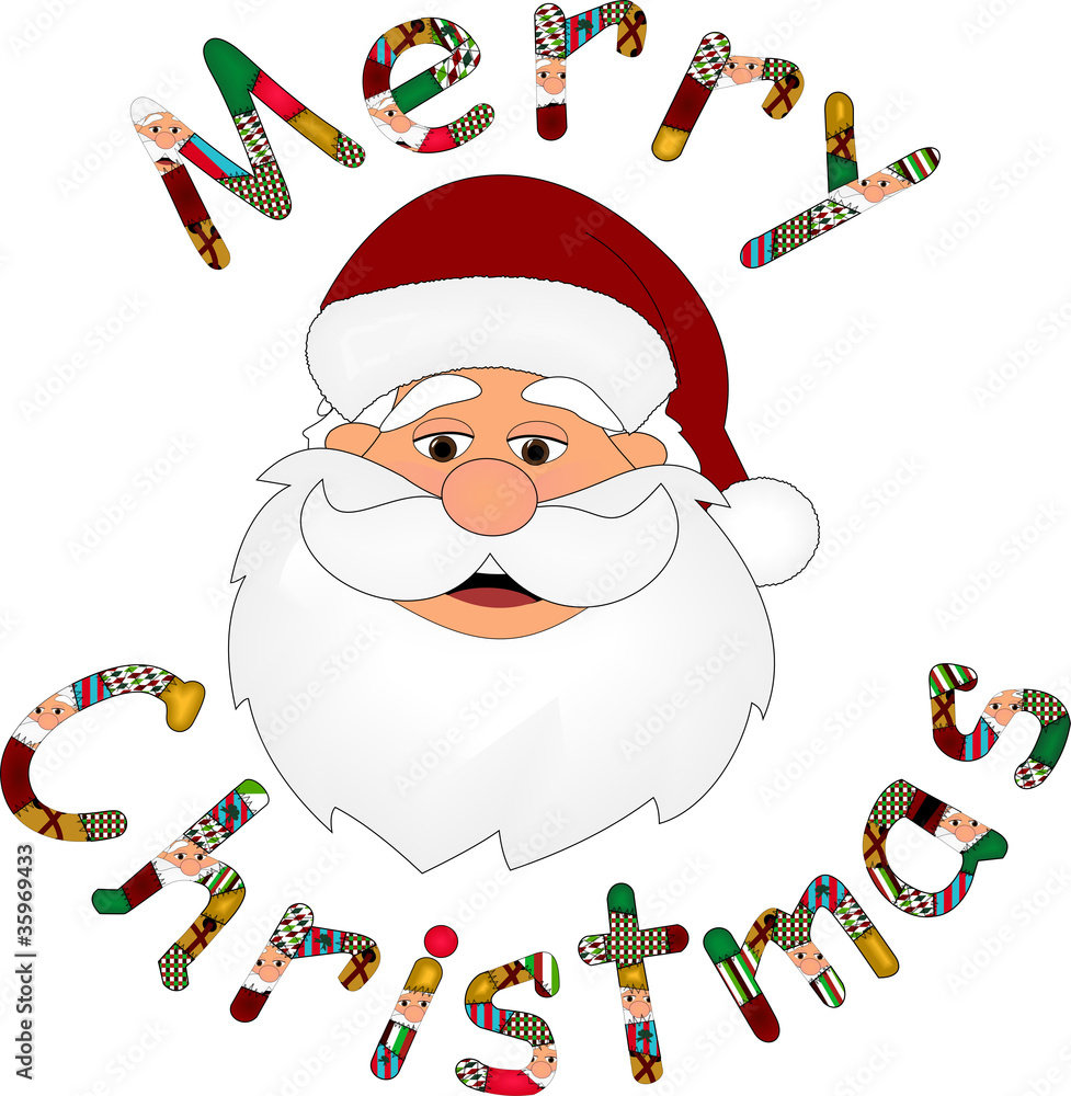 Merry Christmas sign with santa Stock Vector | Adobe Stock