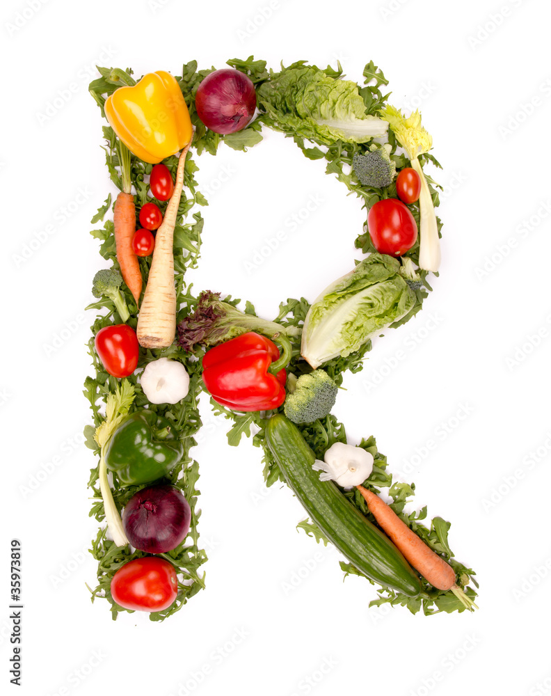 vegetable alphabet letter "R" Stock Photo | Adobe Stock