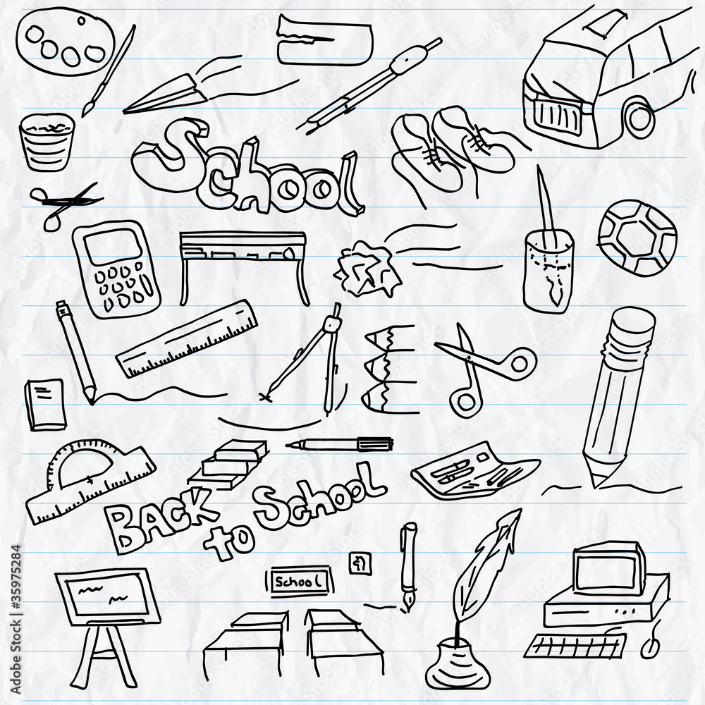 Doodle - school theme Stock Vector | Adobe Stock