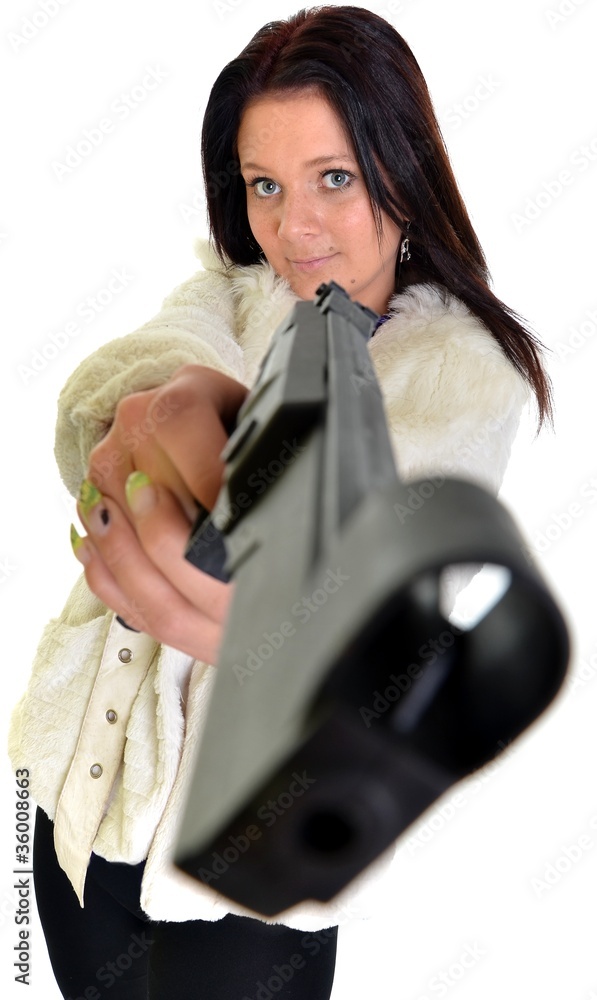 Sexy Woman With Gun Stock Photo | Adobe Stock