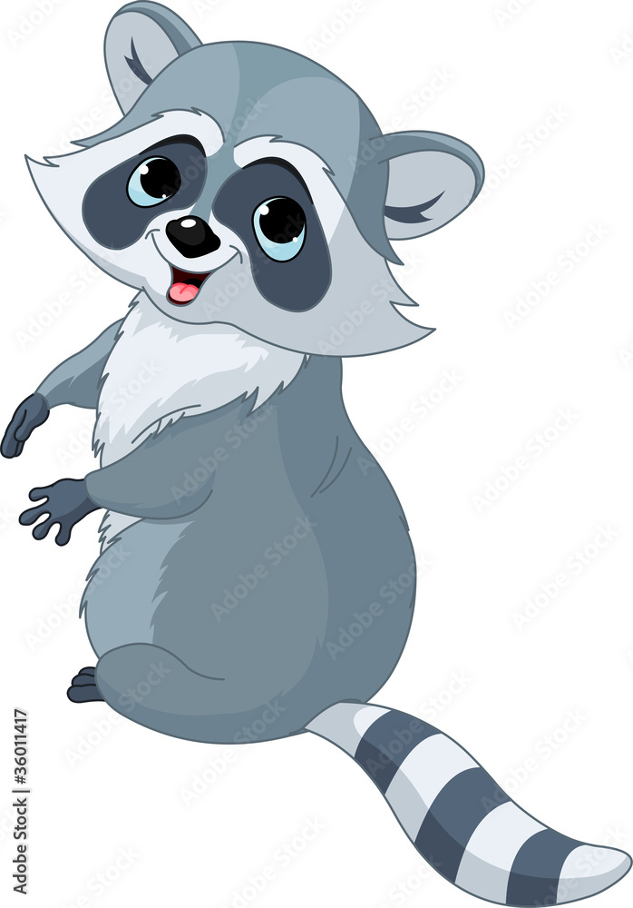 Cute cartoon raccoon Stock Vector | Adobe Stock