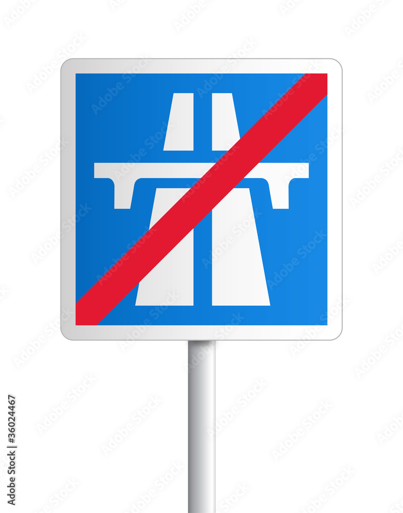 Panneau - fin d'autoroute Stock Vector | Adobe Stock