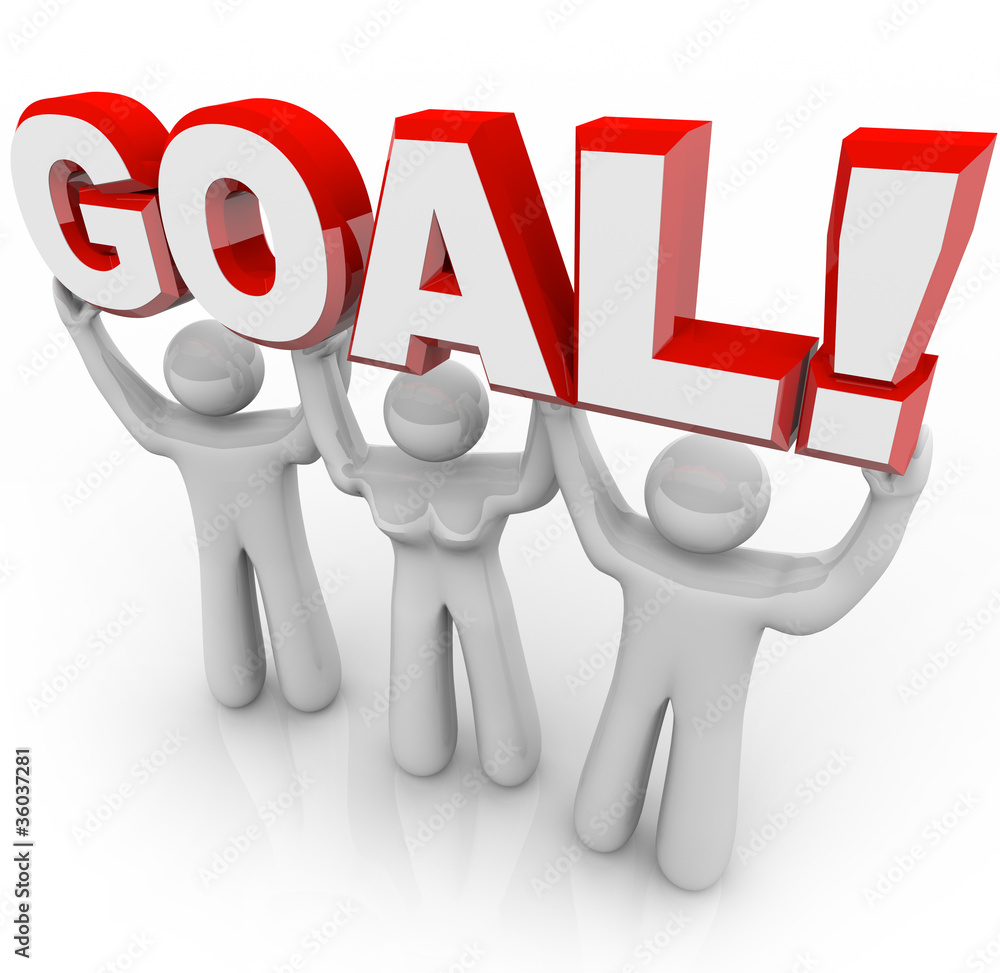 Goal Word Lifted by Cheerleader Team Hoping for Win and Success Stock ...