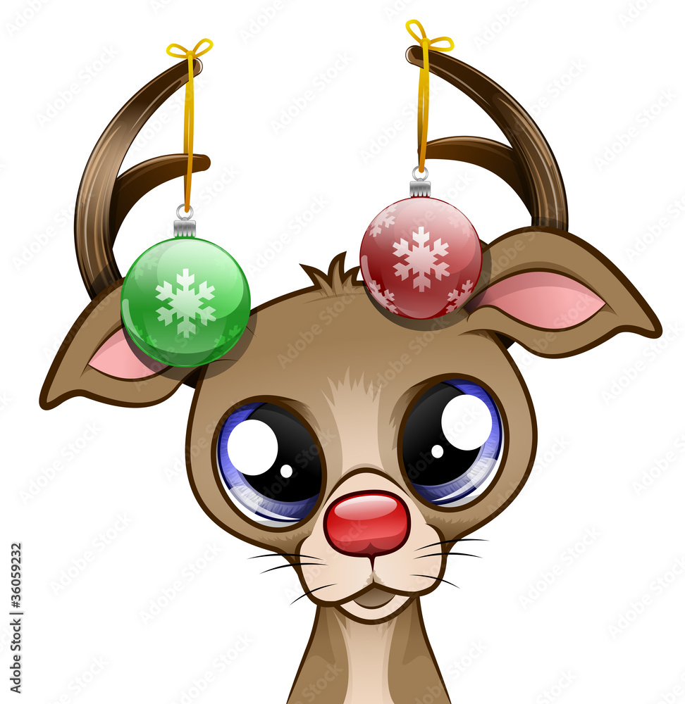 Baby rudolph with baubles Stock Illustration | Adobe Stock