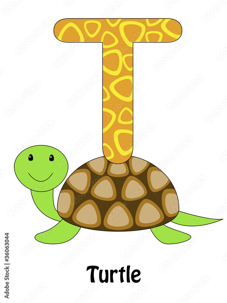 Letter "T" and turtle - alphabet for children Stock Vector | Adobe Stock
