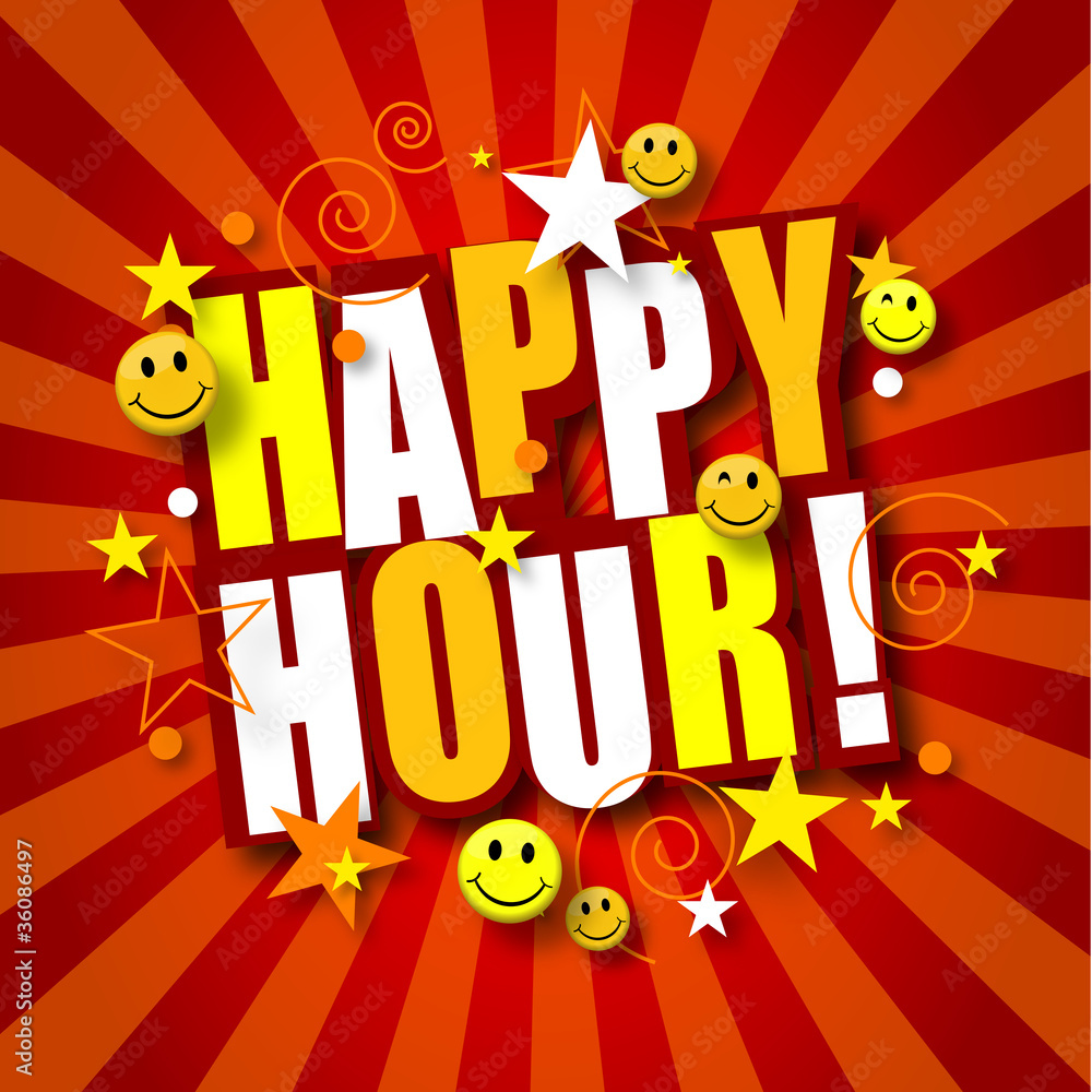 Happy hour (with smiley) Stock Vector | Adobe Stock