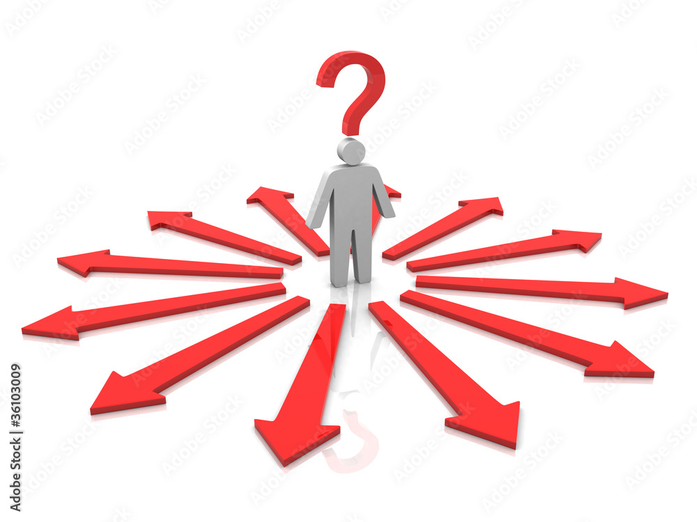 People icon with question mark over his head and surrounded by d Stock ...