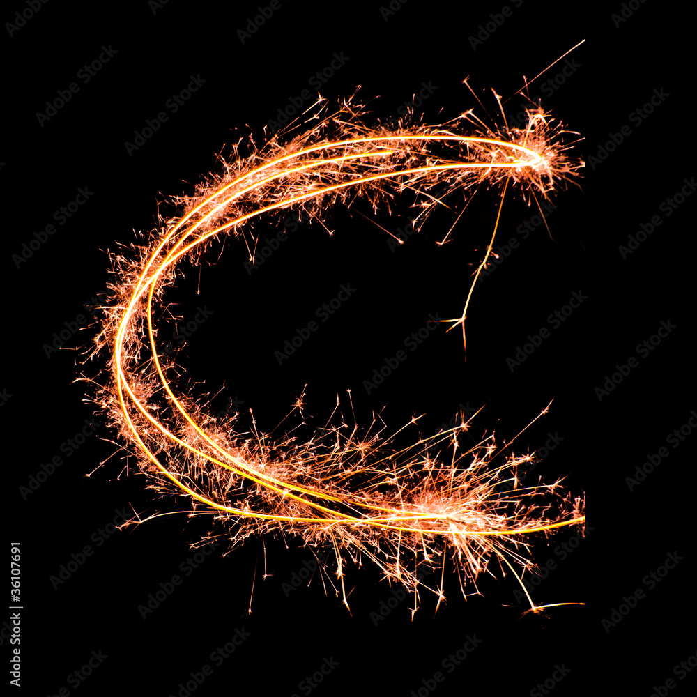Letter C. Real sparkler alphabet Stock Photo | Adobe Stock