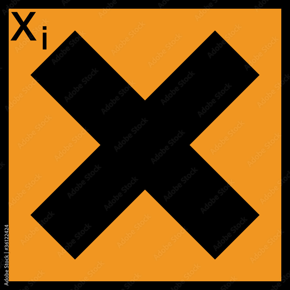 Gefahrstoffzeichen Reizende Stoffe X Etikett Symbol Stock-Vektorgrafik ...