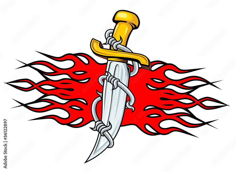 Dagger tattoo vector de Stock | Adobe Stock