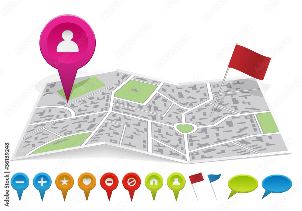 City map with labels. Vector illustration. Stock Vector | Adobe Stock