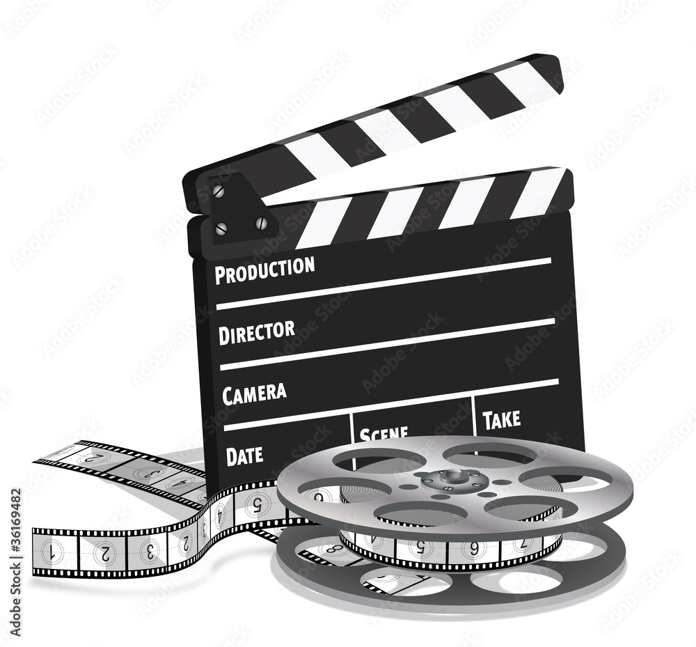 Film clap & reel Stock Vector | Adobe Stock