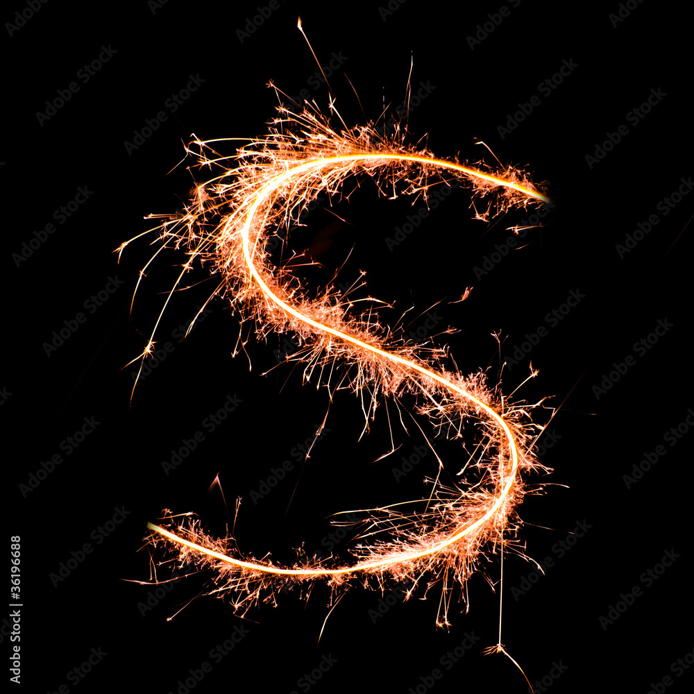 Letter S. Real sparkler alphabet Stock Photo | Adobe Stock