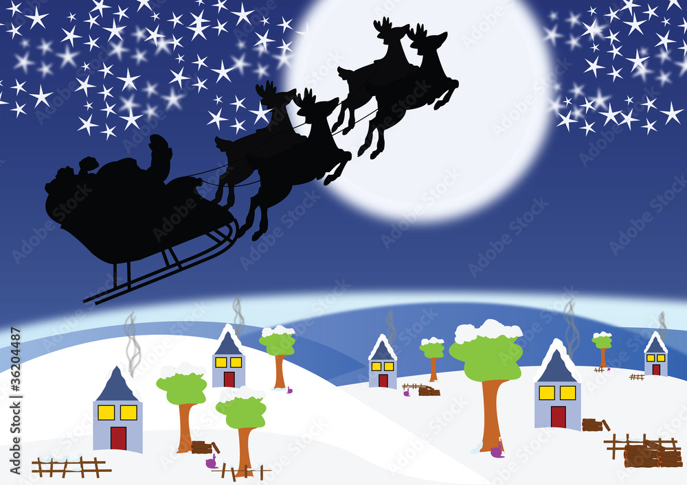 Vettoriale Stock Babbo Natale sulla slitta vector | Adobe Stock