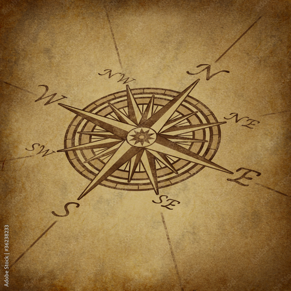 Compass rose in perspective with grunge texture Stock Illustration ...