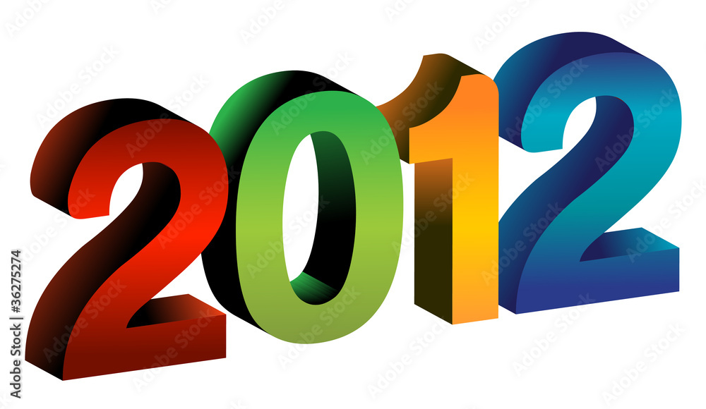 colorful 2012 3d text sign illustration | Uwalls.co.uk