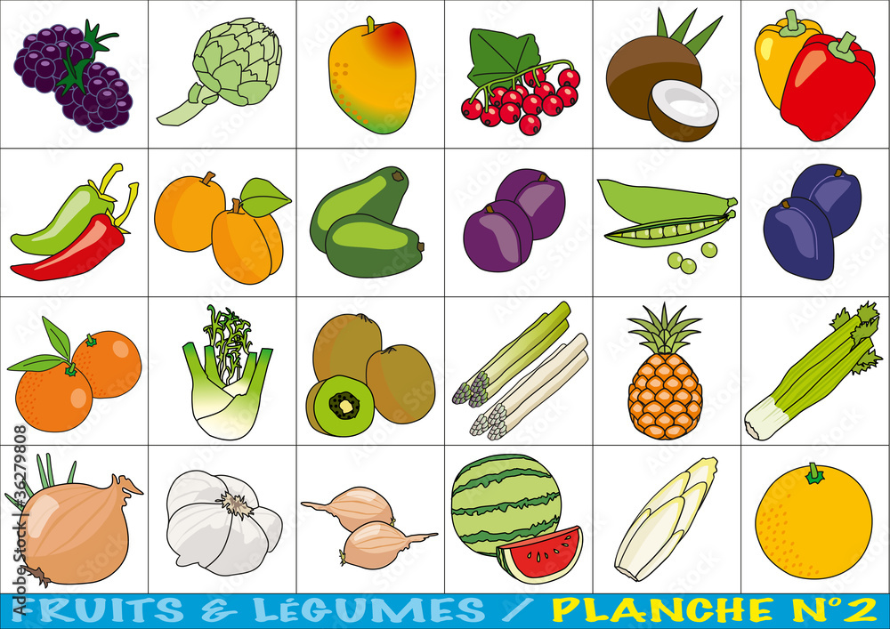 Vecteur Stock Fruits_et_Legumes_Planche_2 | Adobe Stock