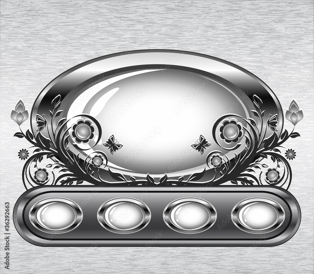 Vector illustration of a grunge metal background with oval frame Stock ...